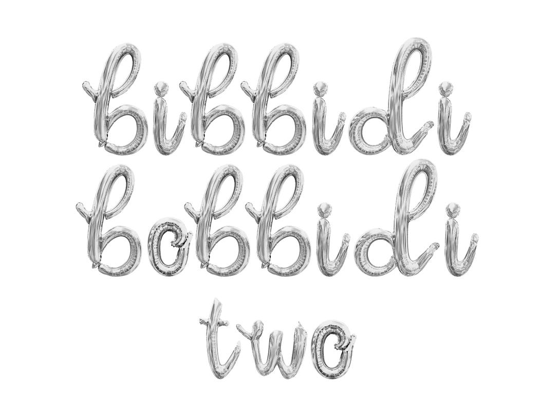 BIBBIDI BOBBIDI TWO Cursive Letter Balloon Banner - Gold, Rose Gold ...