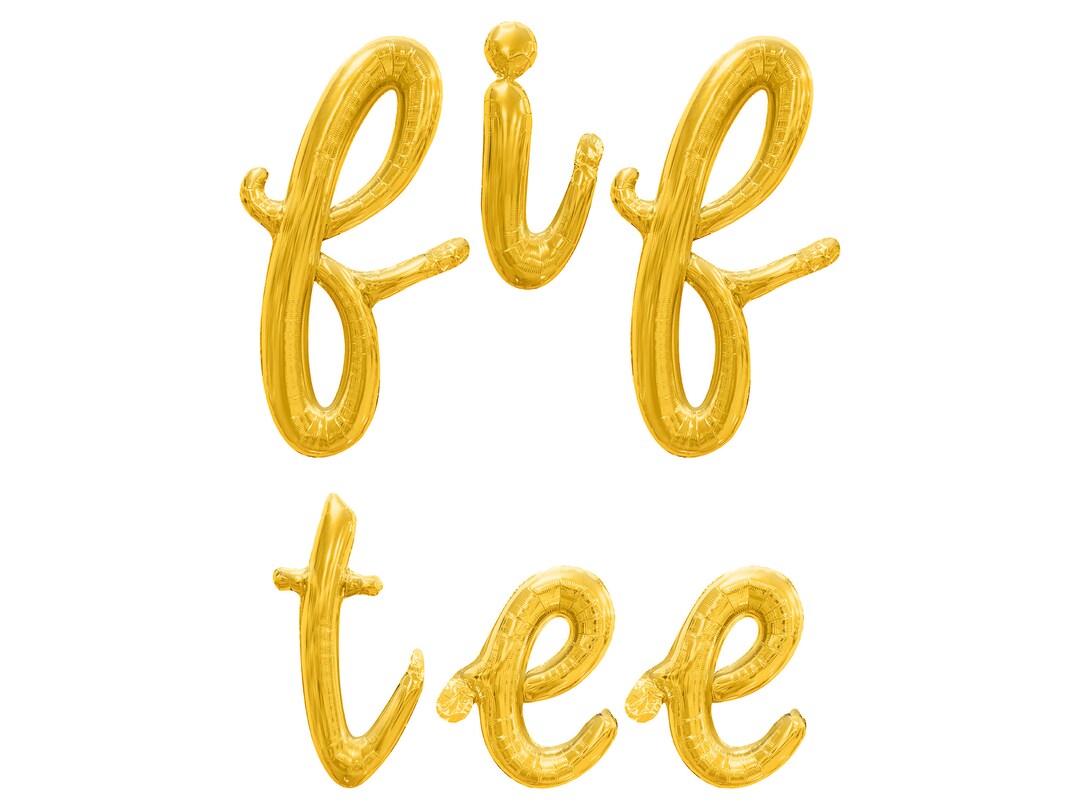 FIF TEE Cursive Letter Balloon Banner - Gold, Rose Gold & Silver - 50th ...