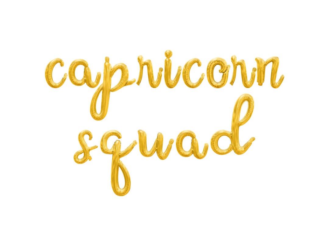 CAPRICORN SQUAD Cursive Script Letter Balloon Banner - Gold, Rose Gold ...