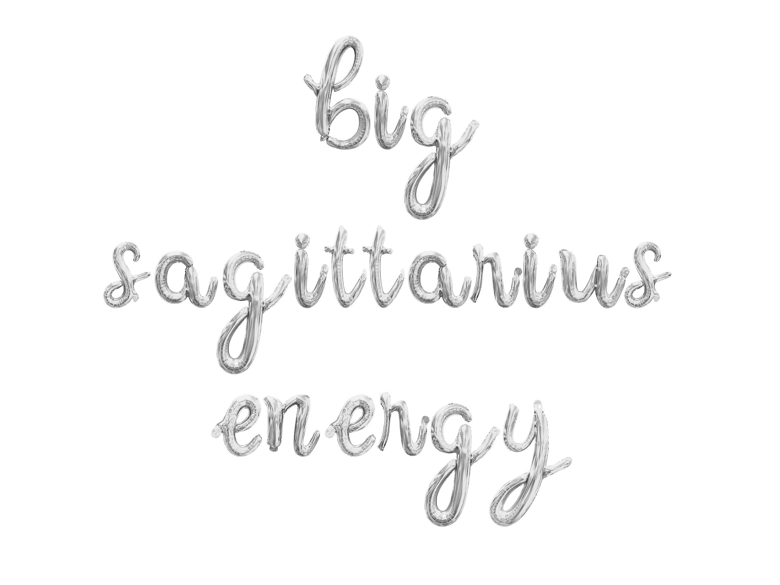 BIG SAGITTARIUS ENERGY Cursive Script Letter Balloon Banner - Gold ...