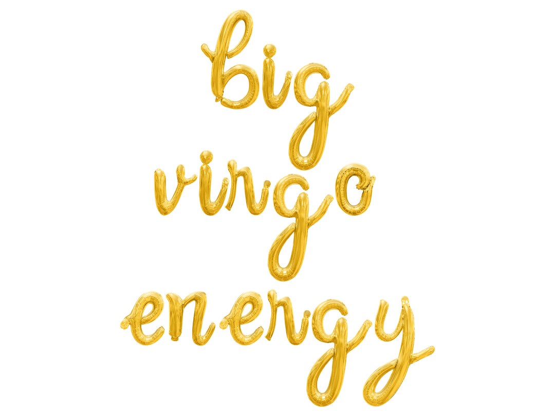BIG VIRGO ENERGY Cursive Script Letter Balloon Banner - Gold, Rose Gold ...