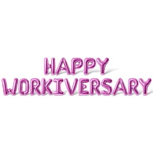 HAPPY WORKIVERSARY Letter Balloon Banner - 10 Color Options - Work ...