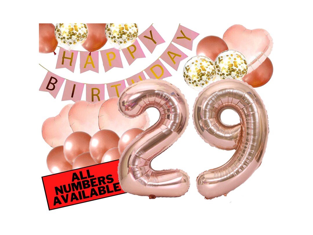 29th Birthday Decorations for Her - Pink and Rose Gold - 29th Birthday ...