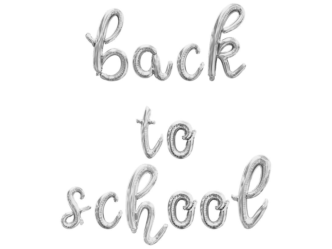 BACK TO SCHOOL Cursive Letter Balloon Banner - Gold, Rose Gold & Silver ...