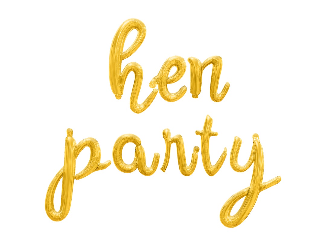 HEN PARTY Cursive Letter Balloon Banner - Gold, Rose Gold & Silver ...
