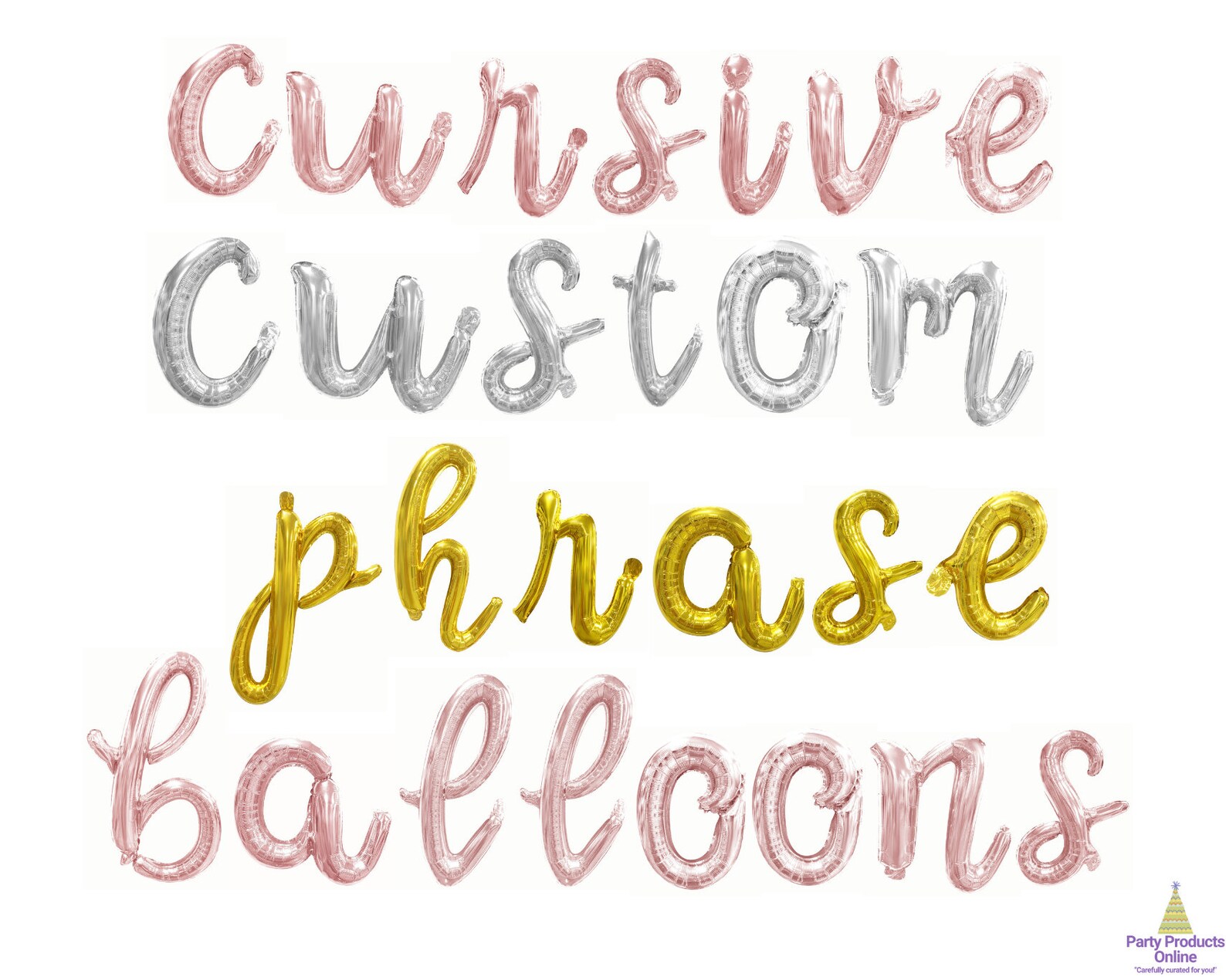 Custom Cursive Letter Balloon Banner 16 Letter & - Etsy