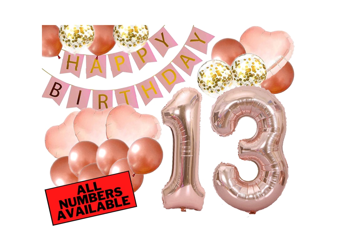 13th Birthday Decorations for Her - Pink and Rose Gold - 13th Birthday ...