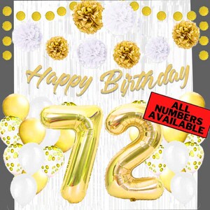 Rose Gold 72nd Birthday Decorations for Women - 40" Number Balloons ...