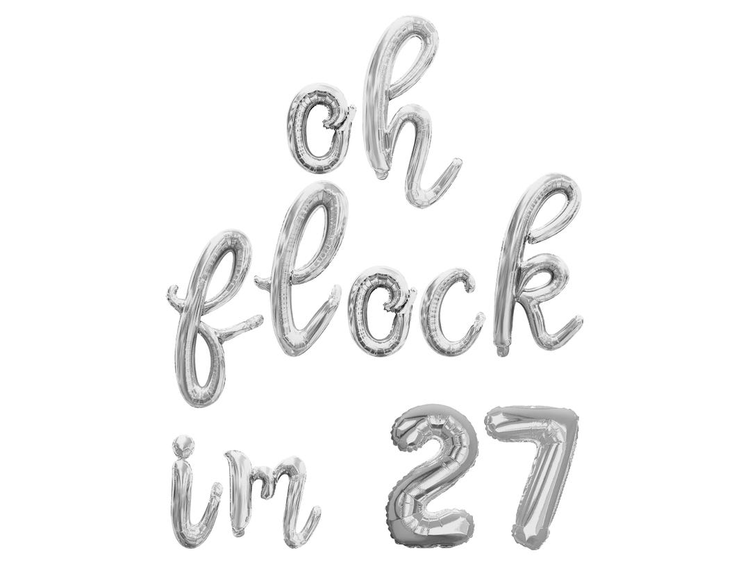 OH FLOCK IM 27 Cursive Script Letter Balloon Banner - Gold, Rose Gold ...