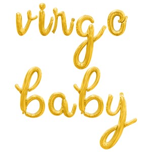 VIRGO BABY Cursive Script Letter Balloon Banner - Gold, Rose Gold ...