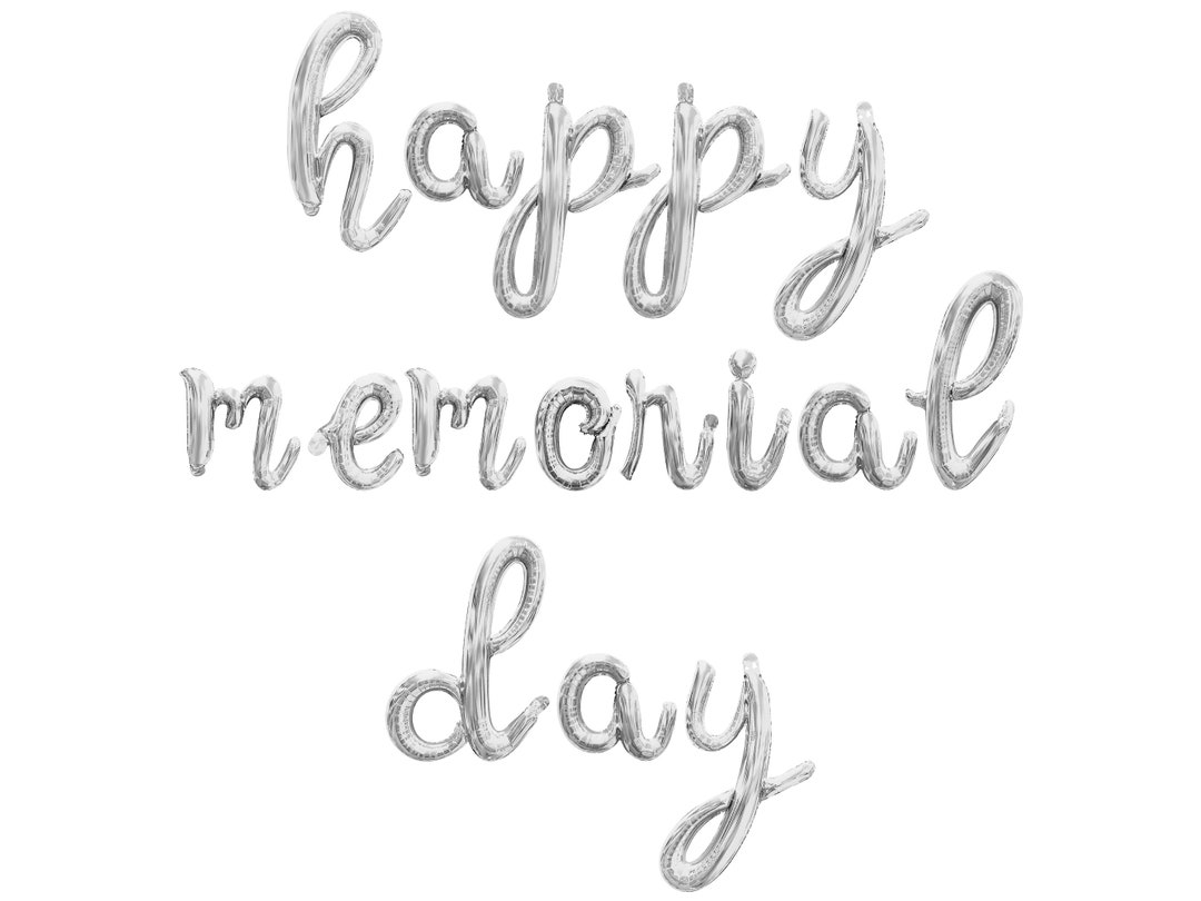 HAPPY MEMORIAL DAY Cursive Letter Balloon Banner - Gold, Rose Gold ...