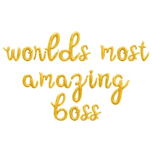 Worlds Most Amazing Boss Cursive Letter Balloon Banner - Gold, Rose ...