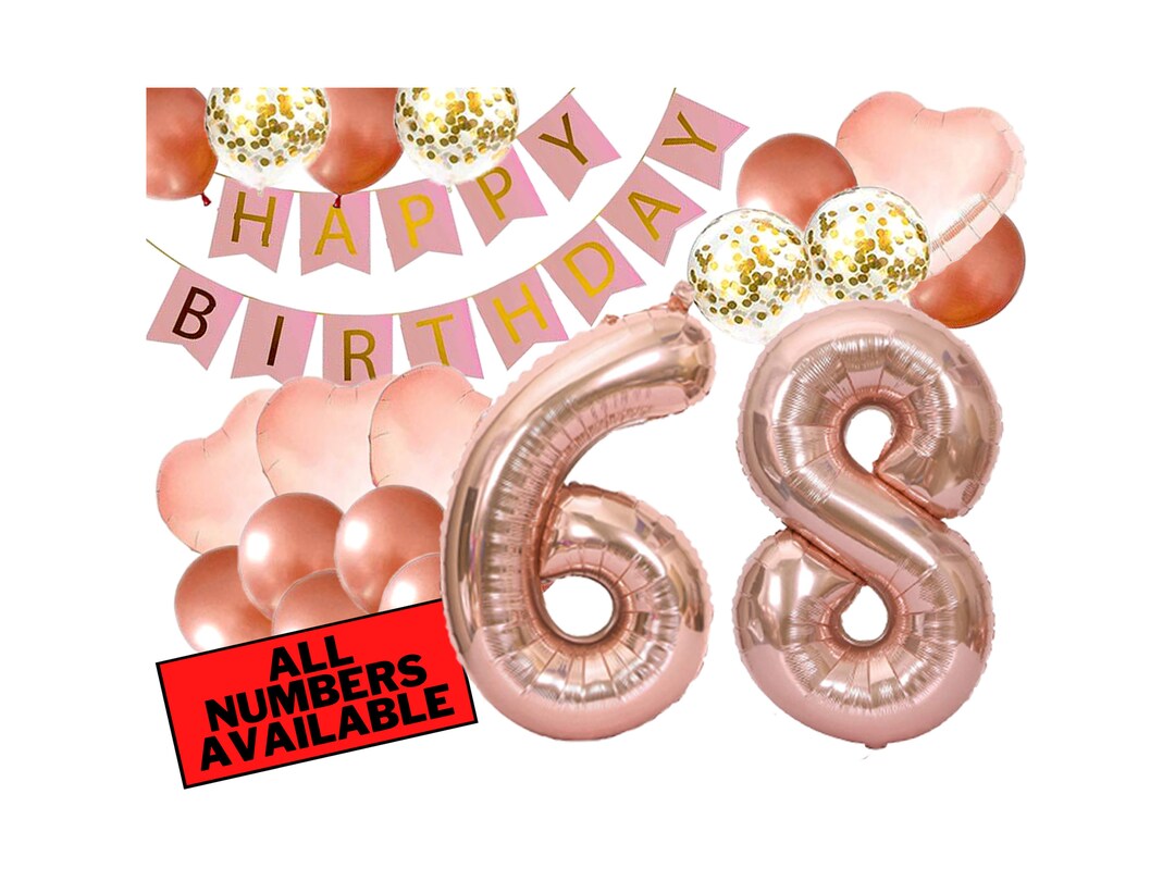 68th Birthday Decorations for Her - Pink and Rose Gold - 68th Birthday ...