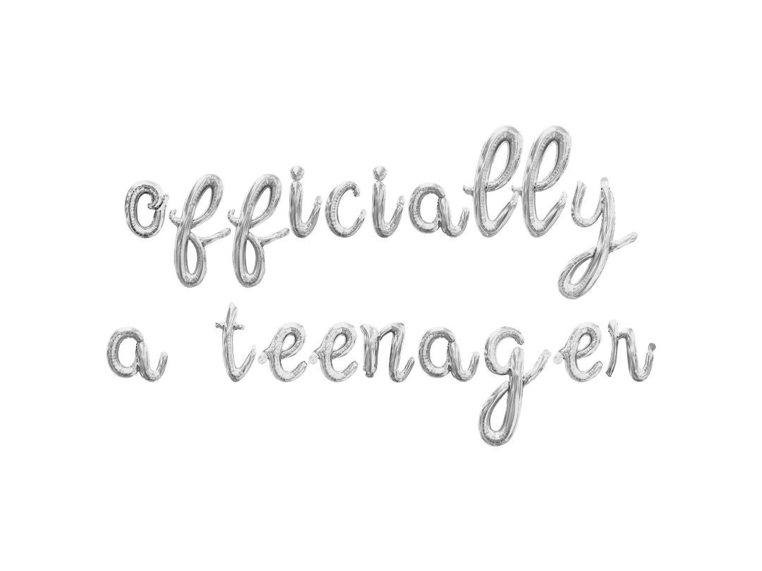 OFFICIALLY A TEENAGER Cursive Letter Balloon Banner - Gold, Rose Gold ...