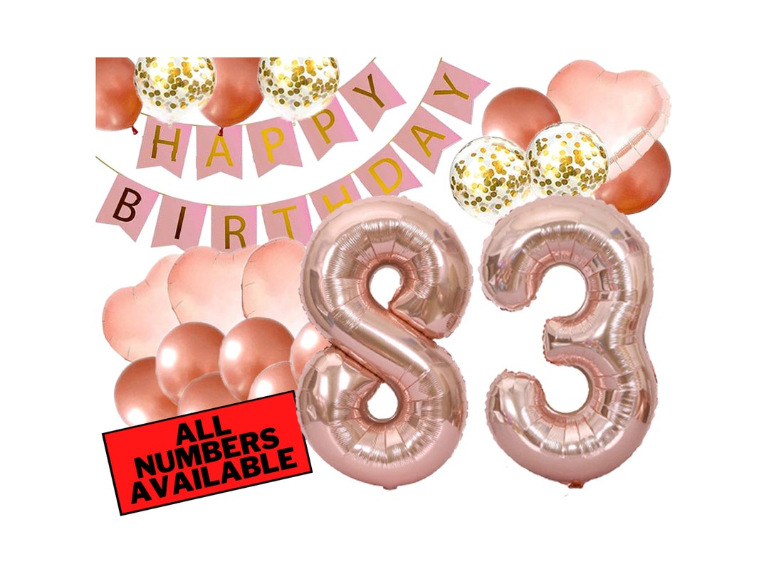 83rd Birthday Decorations for Her - Pink and Rose Gold - 83rd Birthday ...