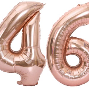 46th Birthday Rose Gold Decorations Incl. 40" Number "46" Balloons, 16 ...