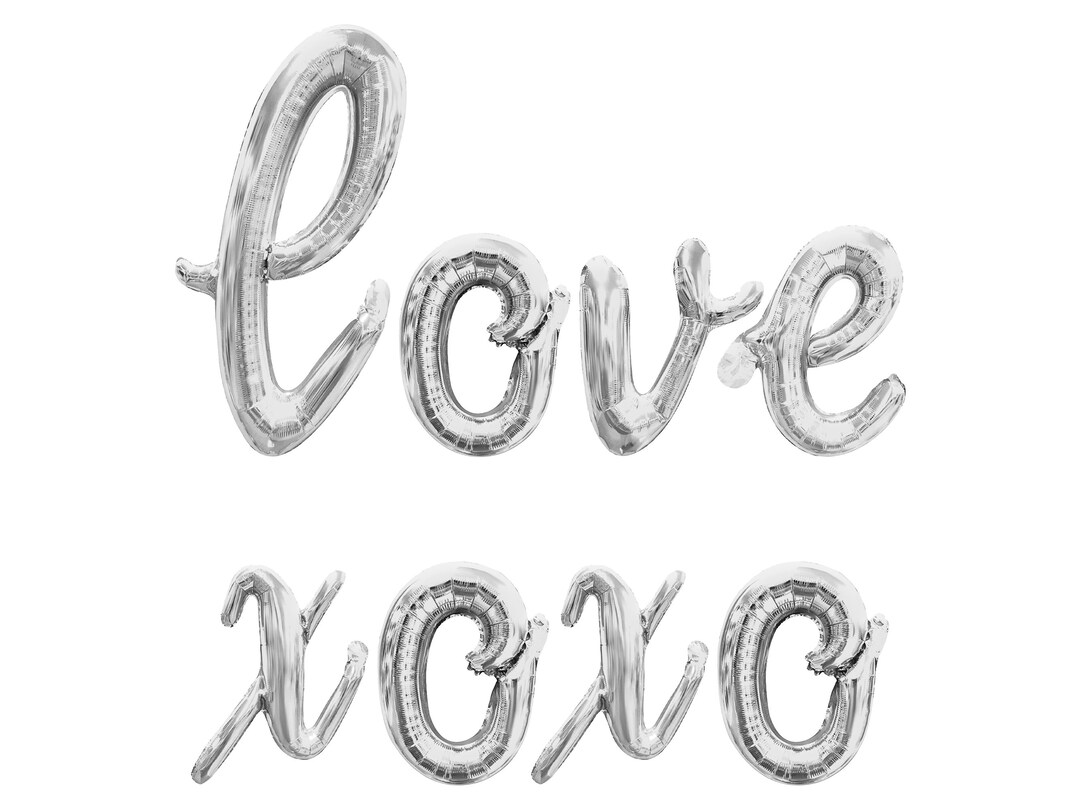 LOVE XOXO Cursive Letter Balloon Banner - Gold, Rose Gold & Silver ...