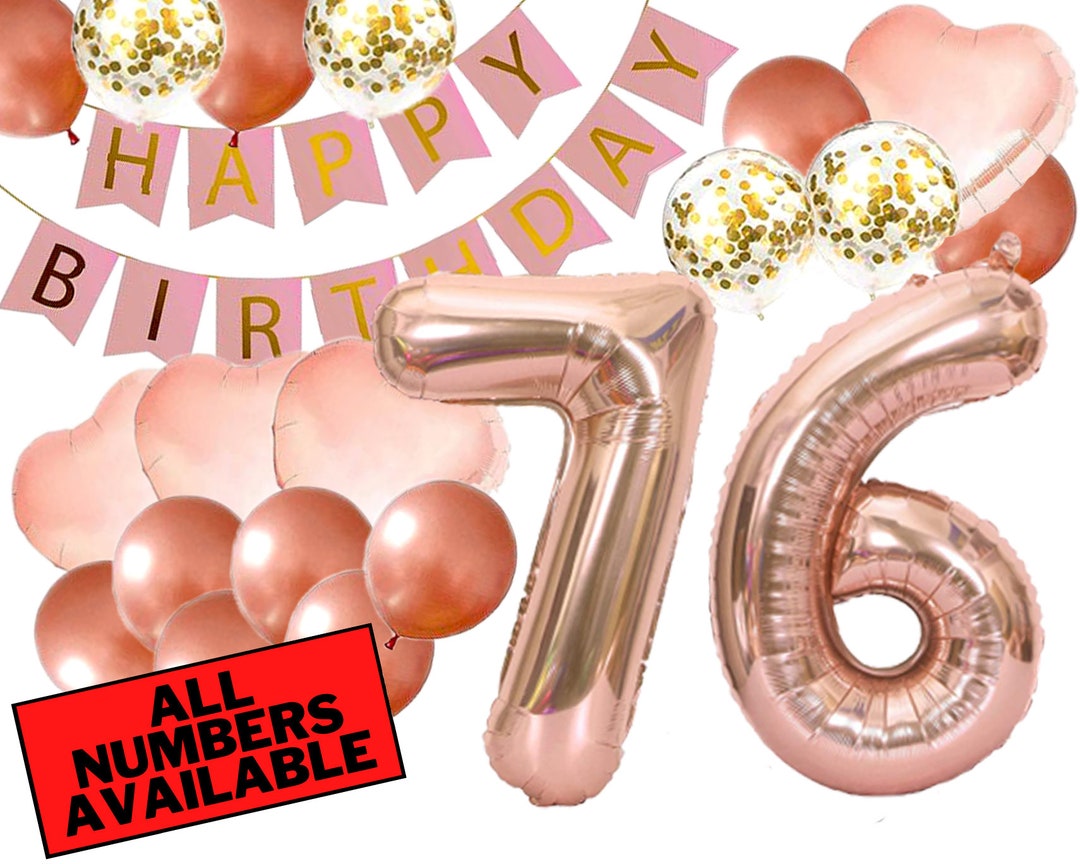 76th Birthday Decorations for Her Pink and Rose Gold 76th - Etsy