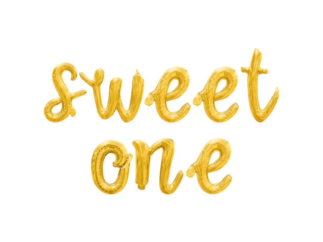 SWEET ONE Cursive Letter Balloon Banner - Gold, Rose Gold & Silver ...