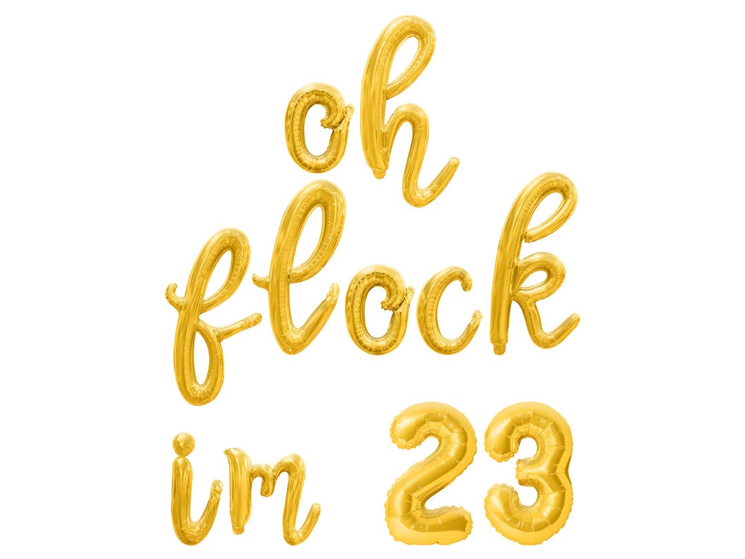 OH FLOCK IM 23 Cursive Script Letter Balloon Banner - Gold, Rose Gold ...