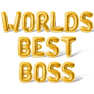 WORLDS BEST BOSS Letter Balloon Banner - 10 Color Options - Boss Day ...