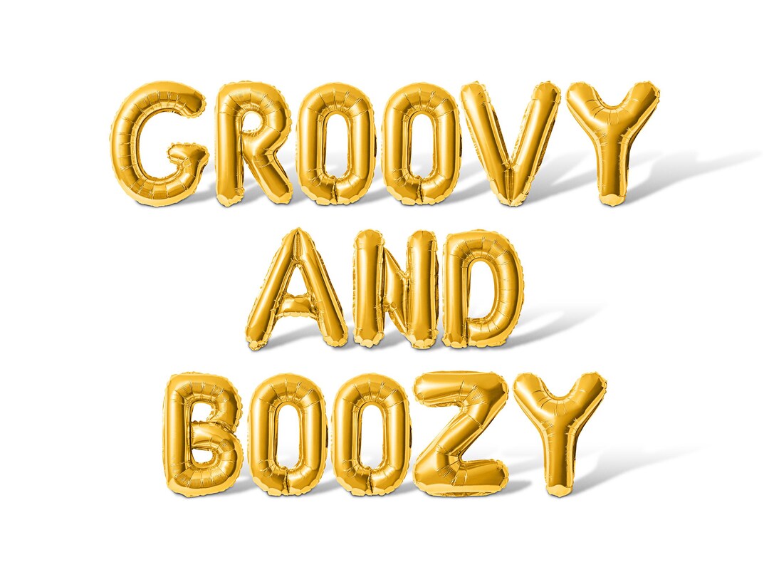 GROOVY AND BOOZY Letter Balloon Banner - 10 Color Options ...