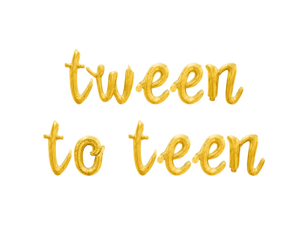 TWEEN TO TEEN Cursive Letter Balloon Banner - Gold, Rose Gold & Silver ...
