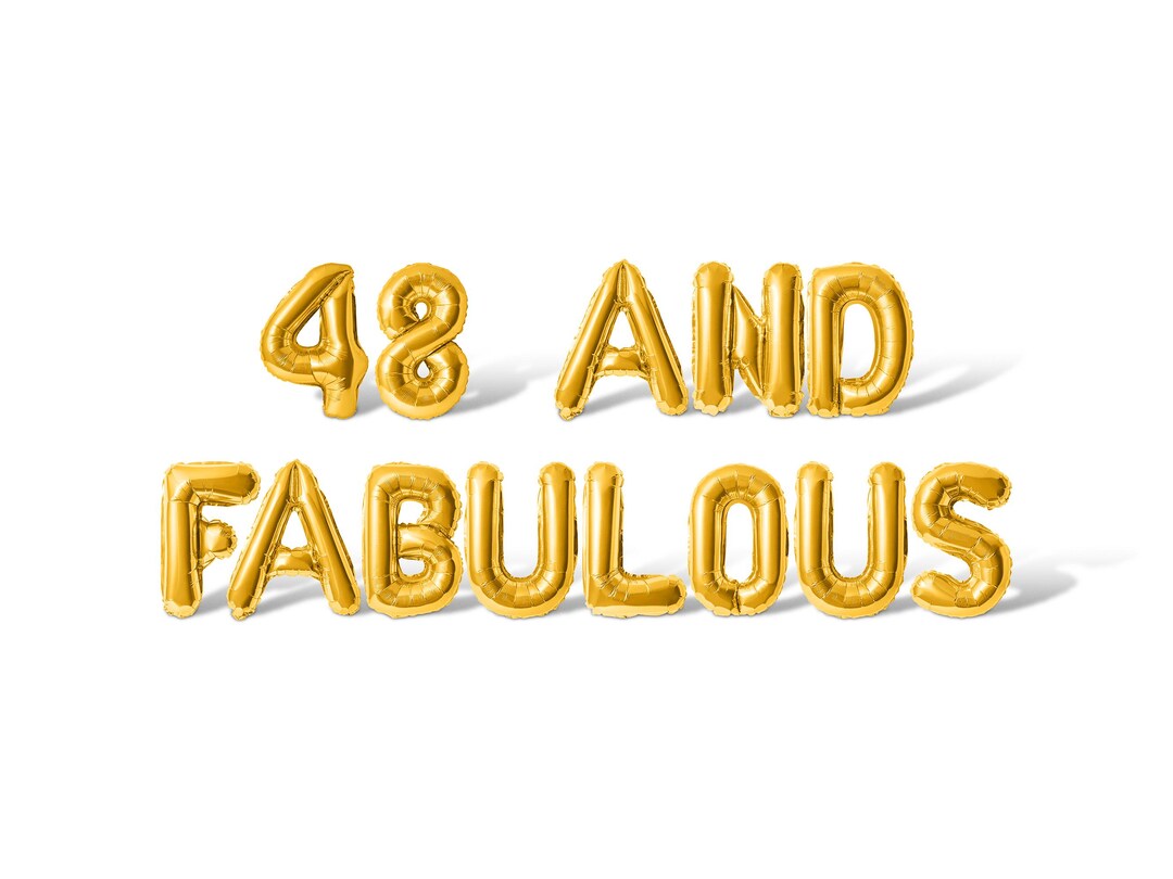 48 AND FABULOUS Letter & Number Balloon Banner - 10 Color Options ...