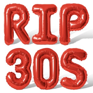 RIP 30S Letter & Number Balloon Banner - 10 Color Options - 40th ...