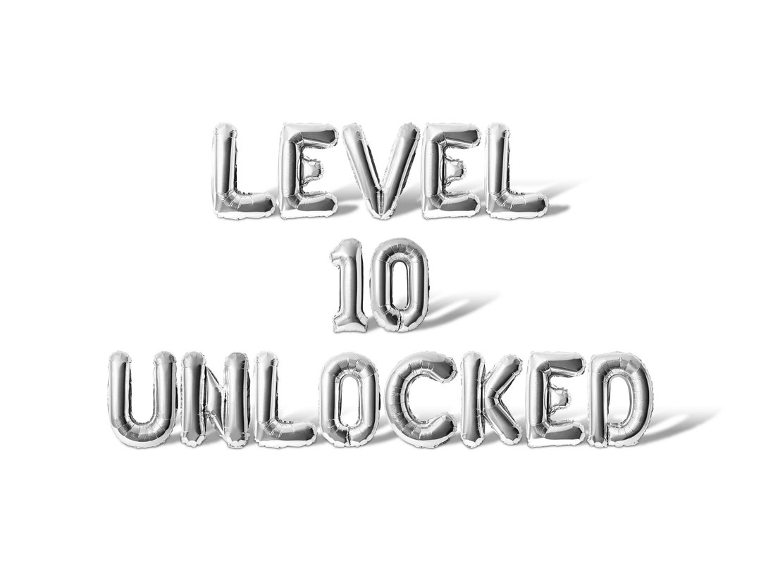 LEVEL 10 UNLOCKED Letter Balloon Banner - 10 Color Options - 10th ...