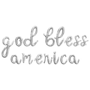 GOD BLESS AMERICA Cursive Letter Balloon Banner - Gold, Rose Gold ...