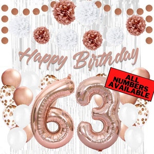 Silver & White 63rd Birthday Decorations for Women - 40" Number ...