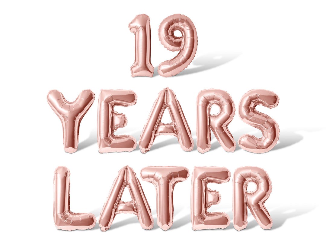 19 YEARS LATER Letter & Number Balloon Banner - 10 Color Options - 19th ...