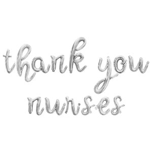 THANK YOU NURSES Cursive Letter Balloon Banner - Gold, Rose Gold ...