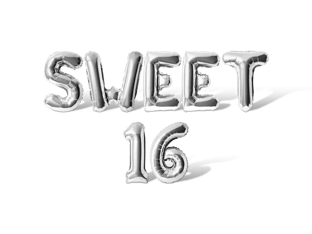 SWEET 16 Letter Balloon Banner - 10 Color Options - 16th Birthday Party ...