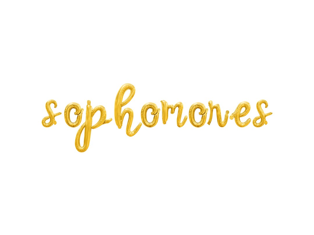 SOPHOMORES Cursive Letter Balloon Banner - Gold, Rose Gold & Silver ...