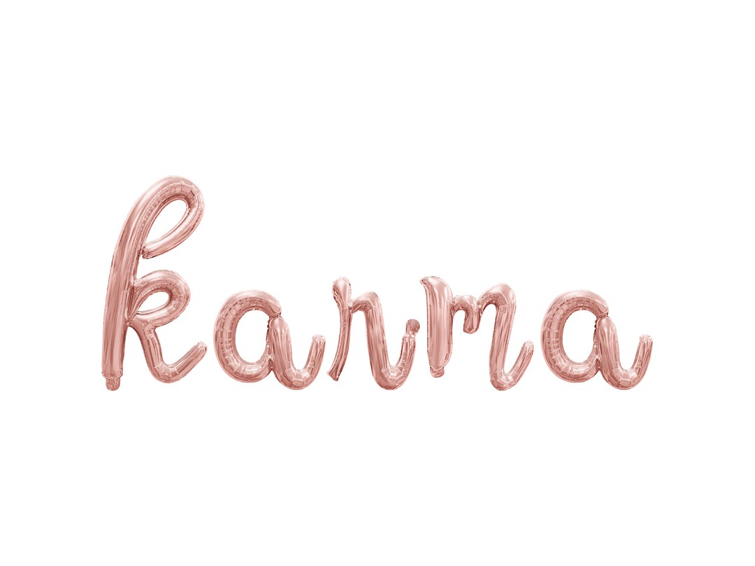 KARMA Balloon Banner - Cursive Script Letter Balloons - Gold, Silver ...