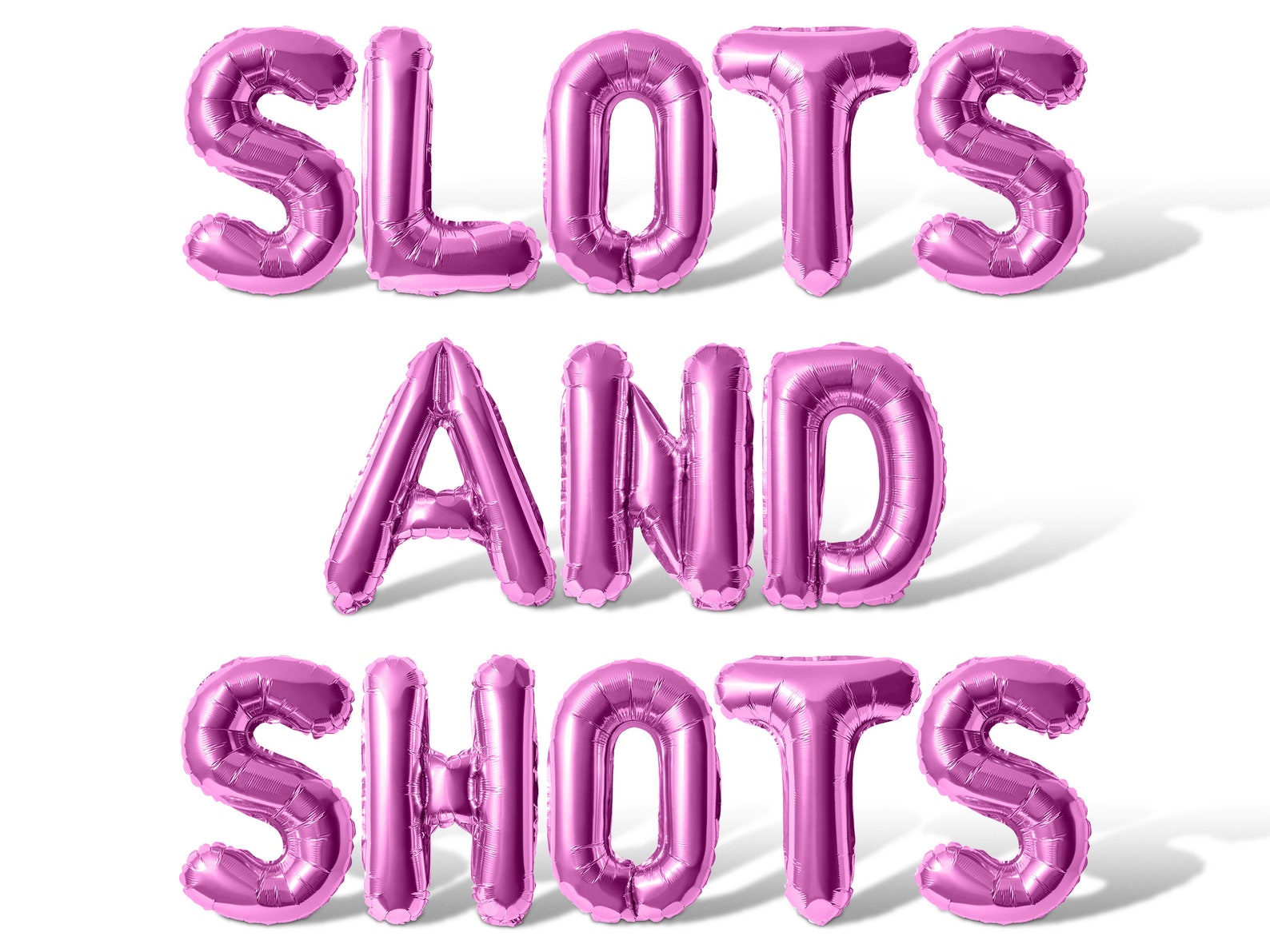 SLOTS AND SHOTS Letter Balloon Banner - 10 Color Options - Bachelor ...
