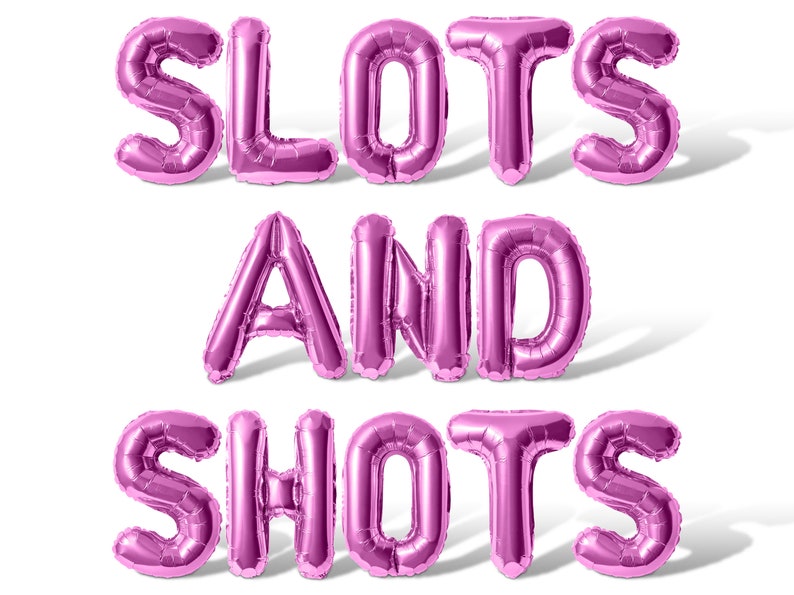 SLOTS AND SHOTS Letter Balloon Banner - 10 Color Options - Bachelor ...