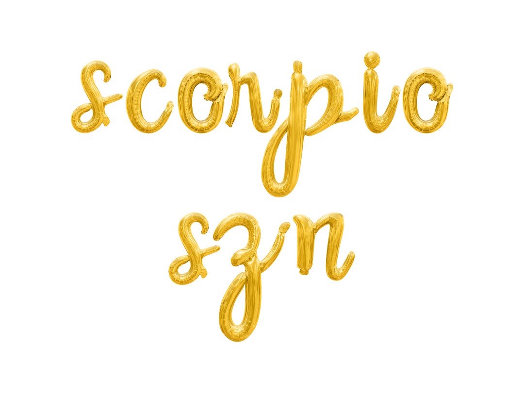 SCORPIO SZN Cursive Script Letter Balloon Banner - Gold, Rose Gold ...