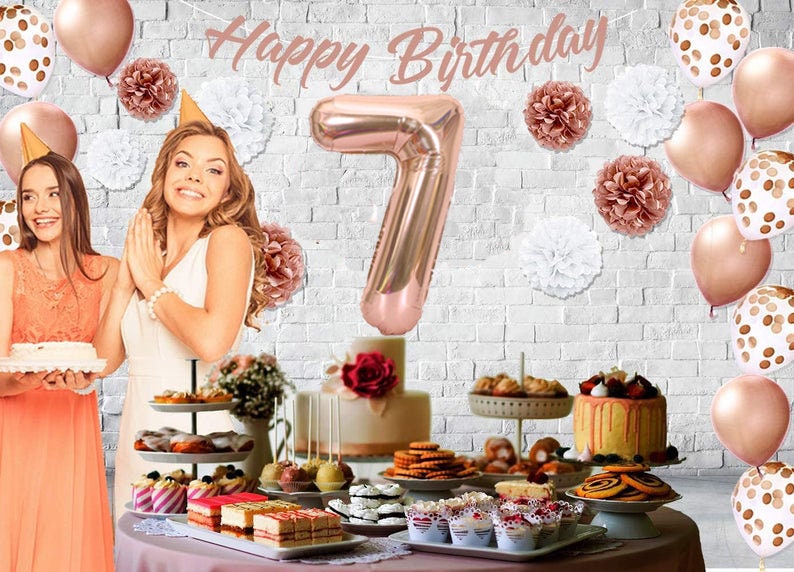 Rose Gold 7th Birthday Decorations for Girl 40 Number | Etsy