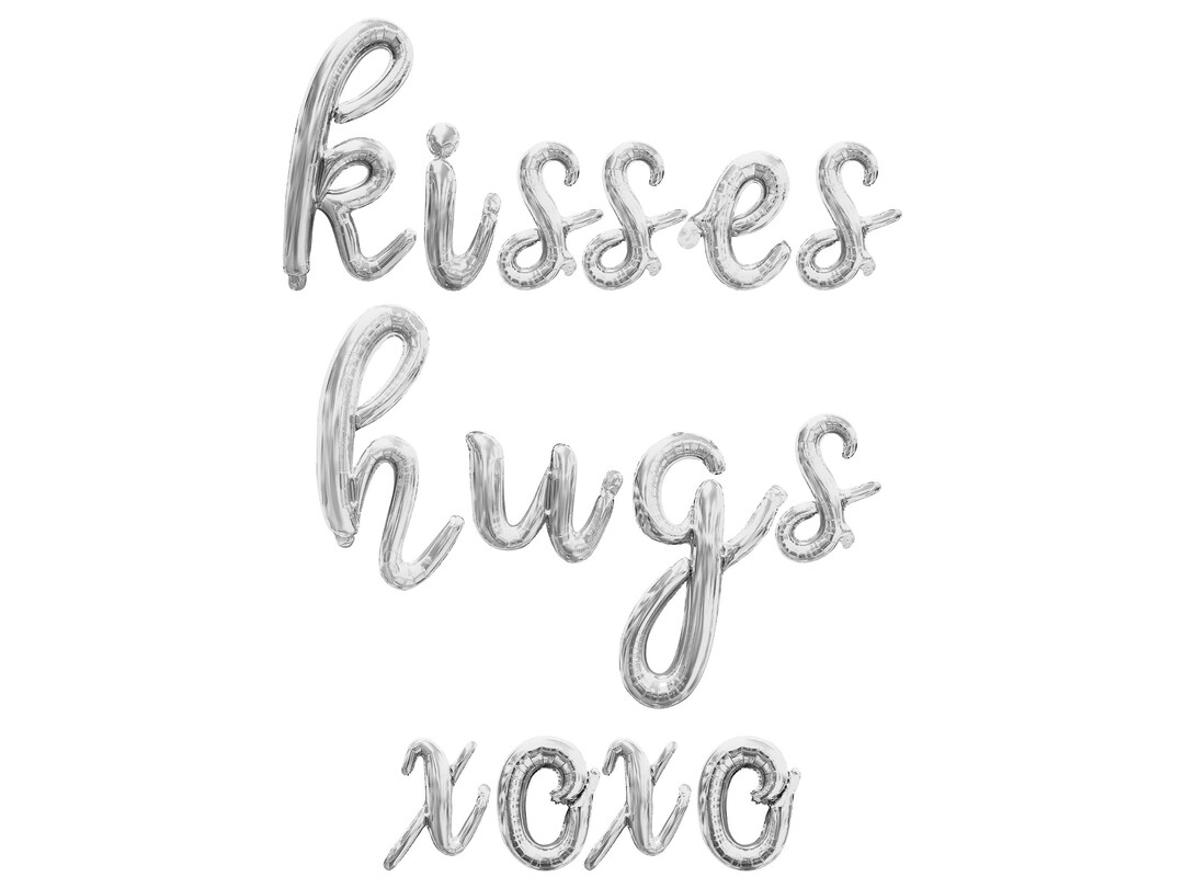 KISSES HUGS XOXO Cursive Letter Balloon Banner - Gold, Rose Gold ...