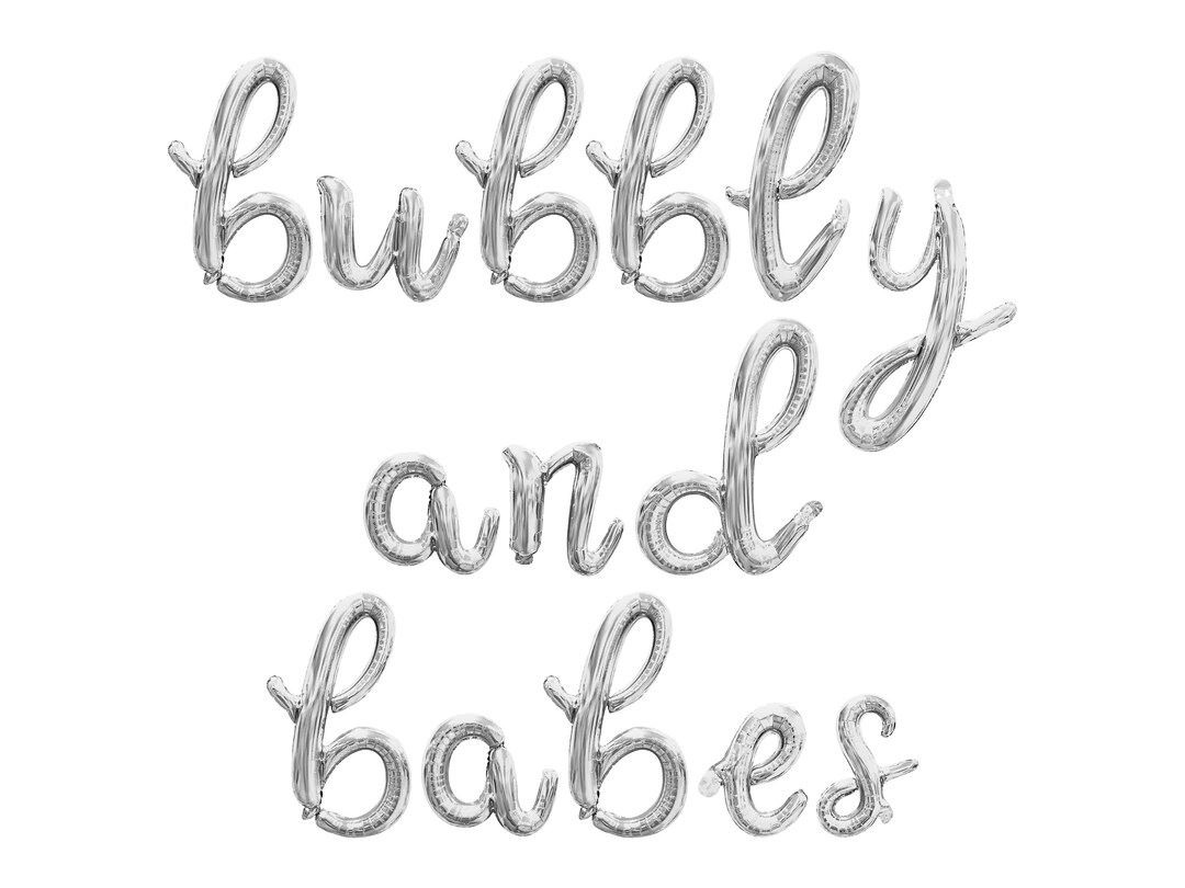 BUBBLY AND BABES Cursive Letter Balloon Banner - Gold, Rose Gold ...