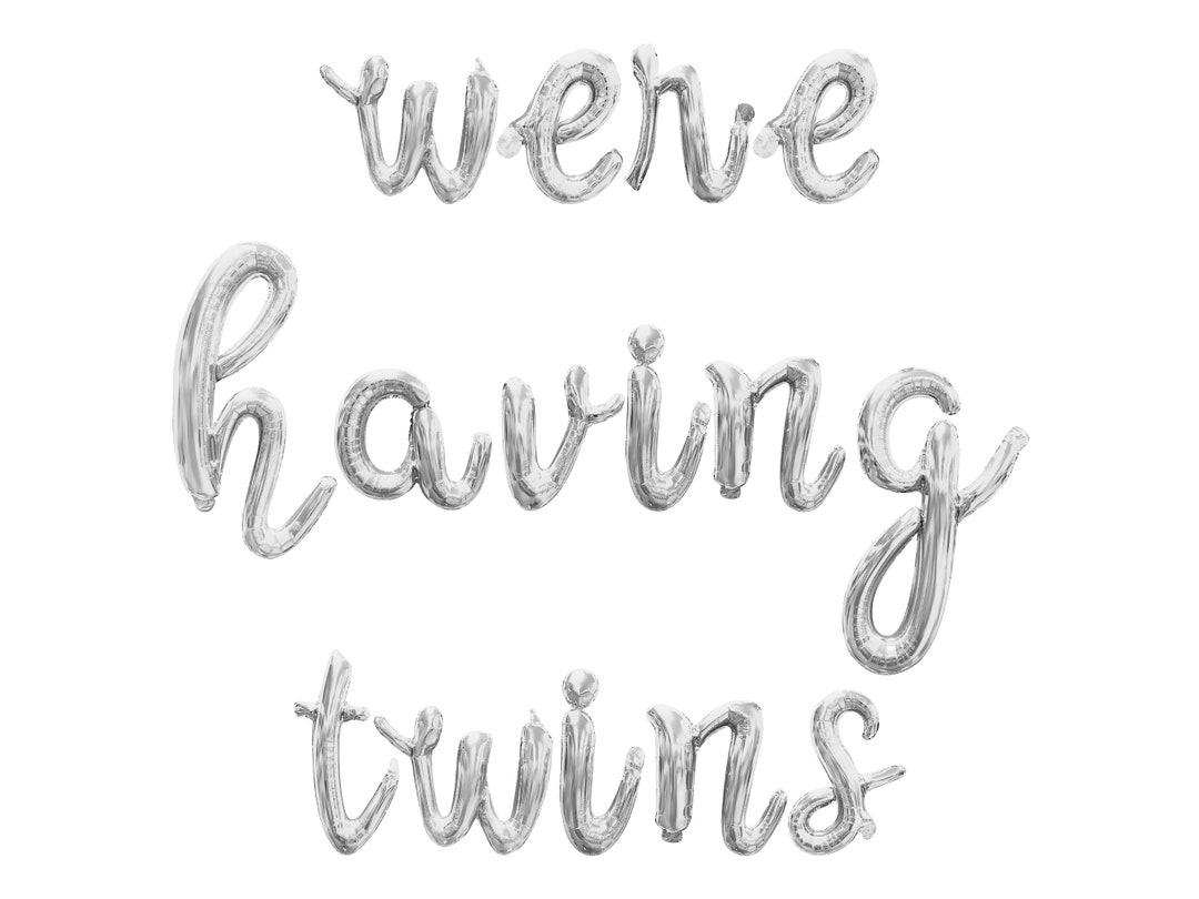 WERE HAVING TWINS Cursive Letter Balloon Banner - Gold, Rose Gold ...