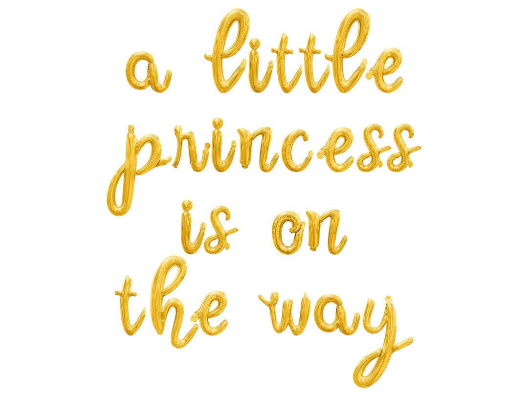 A Little Princess is on the Way Cursive Letter Balloon Banner - Gold ...