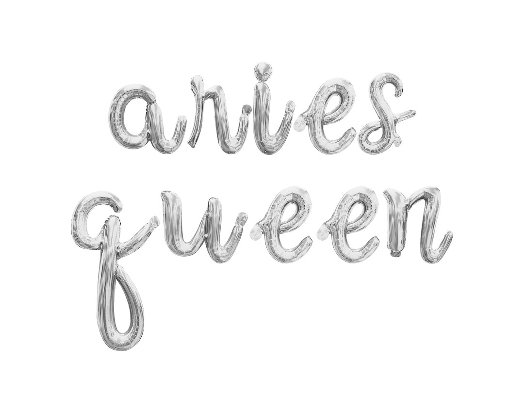 ARIES QUEEN Cursive Script Letter Balloon Banner - Gold, Rose Gold ...