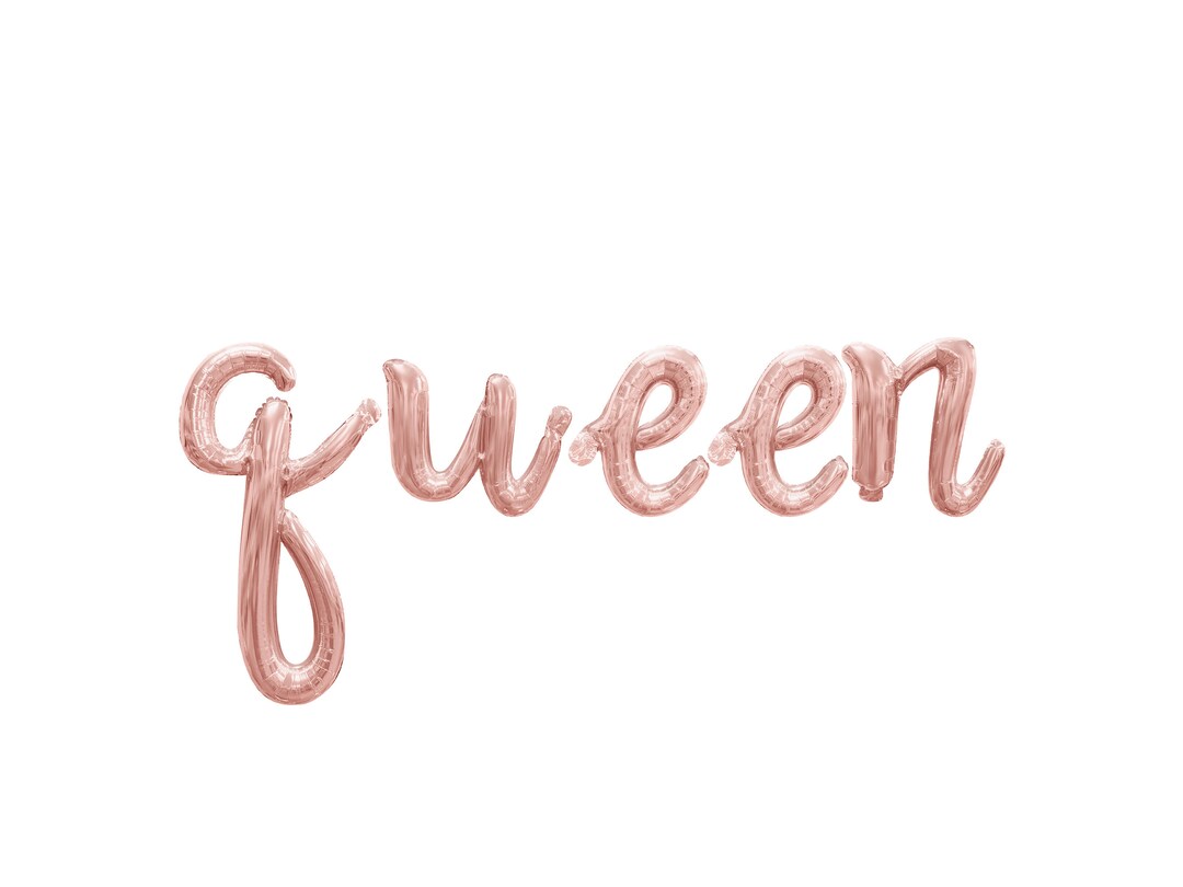 QUEEN Cursive Letter Balloon Banner - Gold, Rose Gold & Silver Party ...