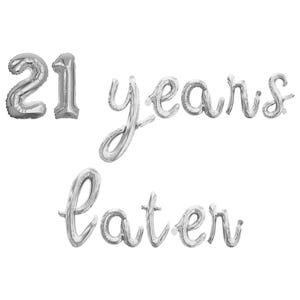 21 YEARS LATER Cursive Script Letter Balloon Banner - Gold, Rose Gold ...