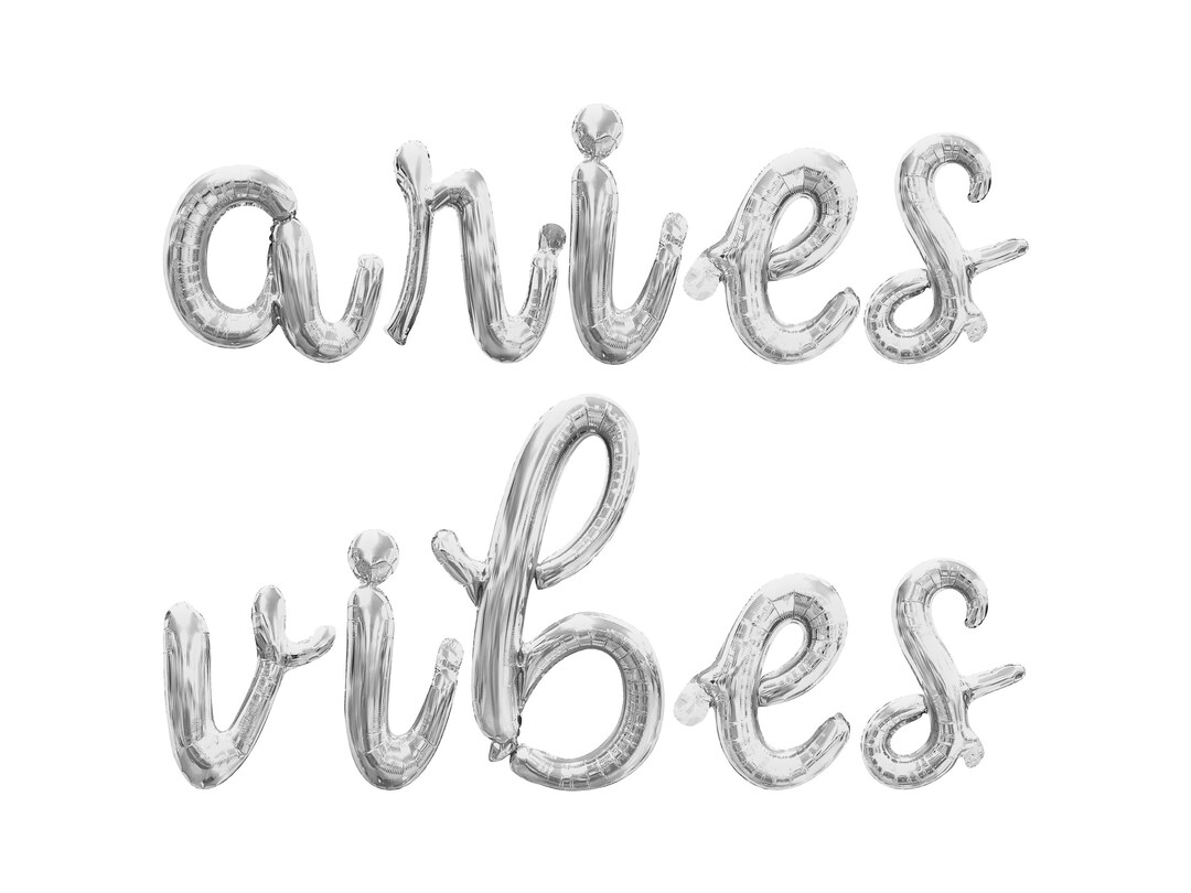 ARIES VIBES Cursive Letter Balloon Banner - Gold, Rose Gold & Silver ...