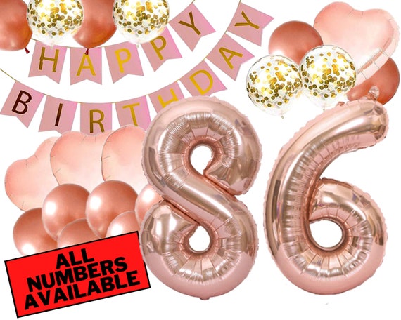 86th Birthday Decorations for Her Pink and Rose Gold 86th | Etsy